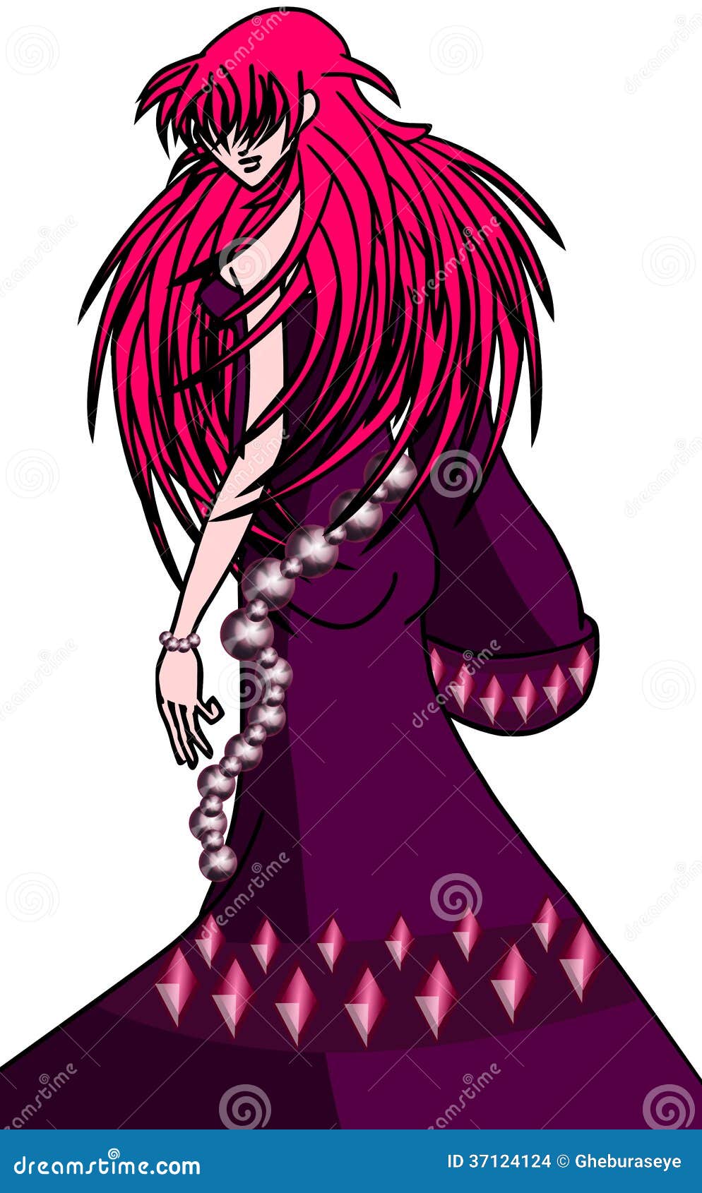 Isolated Cartoon Gothic Girl with Violet Hair Stock Illustration ...