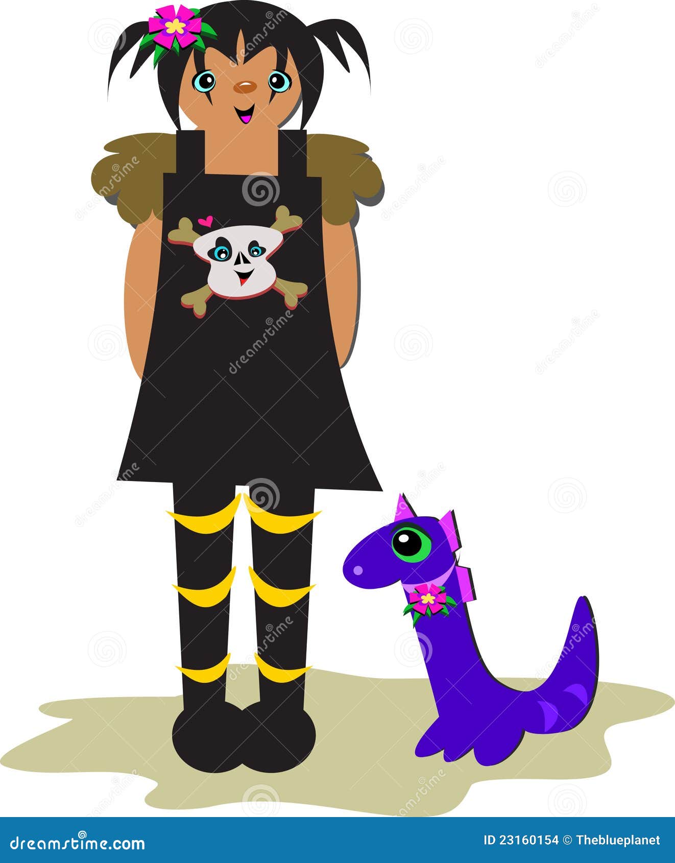 Gothic Girl with Purple Dragon Stock Vector - Illustration of animal ...