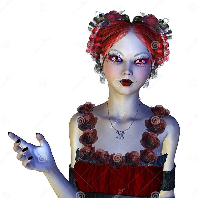 Gothic Girl In Red Dress Stock Illustration Illustration Of Skirt