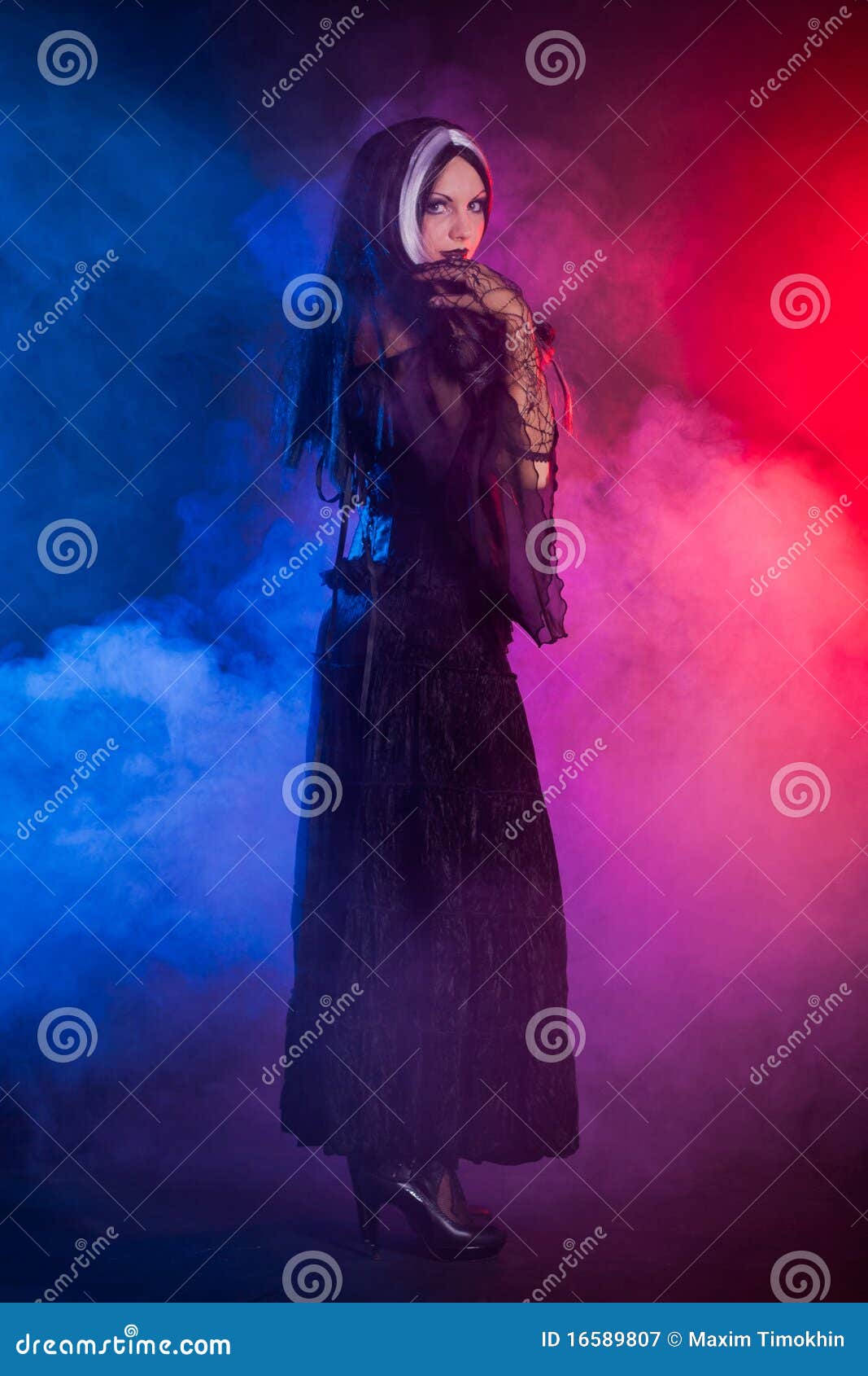 Gothic Girl on Smoke Background Stock Image - Image of fetish, grunge ...