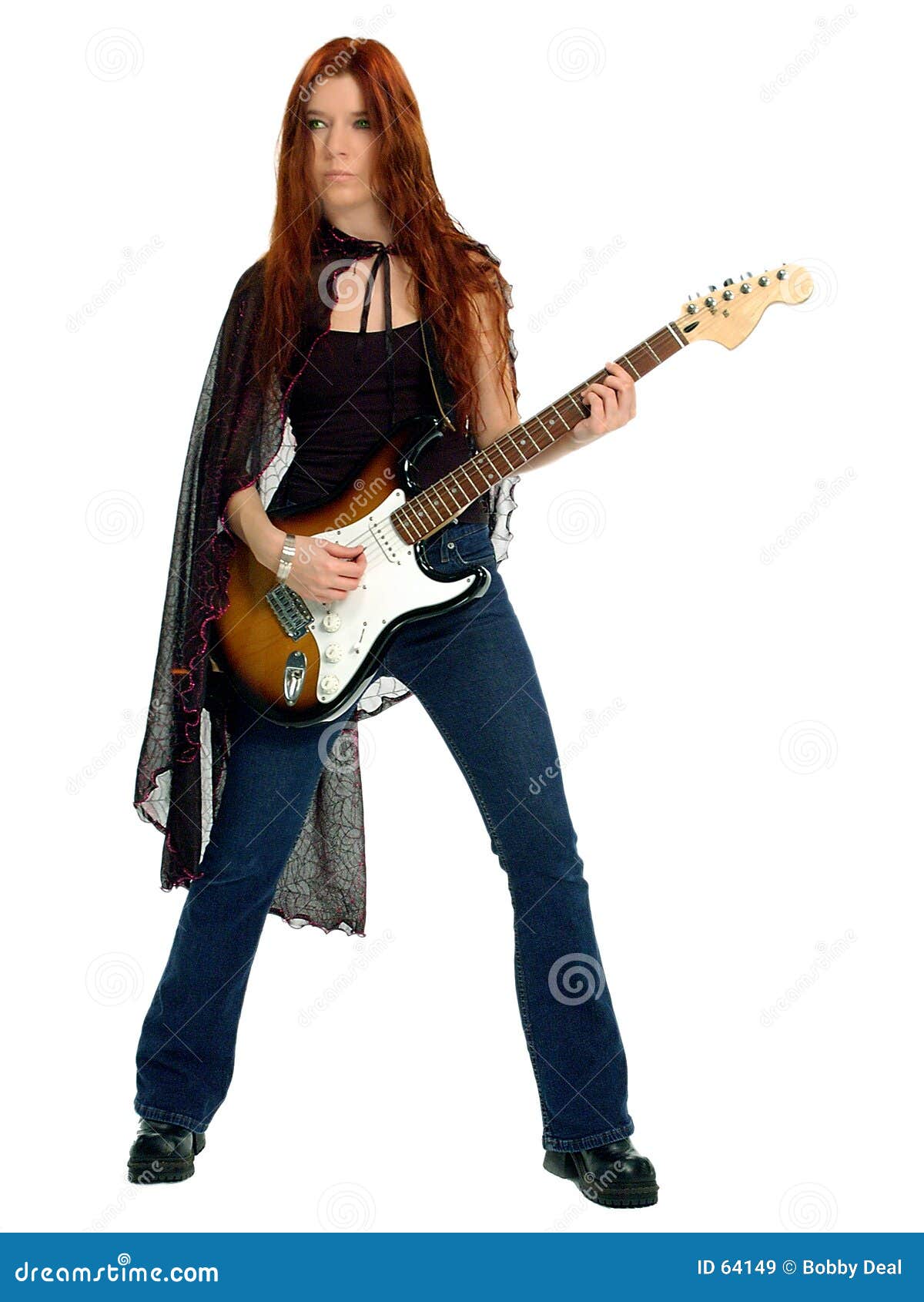 Gothic Guitarist stock image. Image of white, electric, isolate - 64149