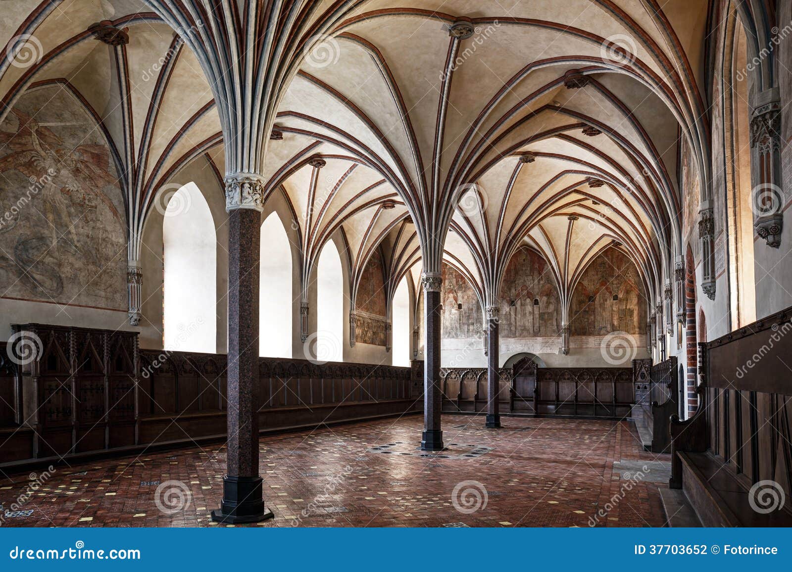 Gothic Hall of the Castle in Malbork. Stock Photo - Image of style ...