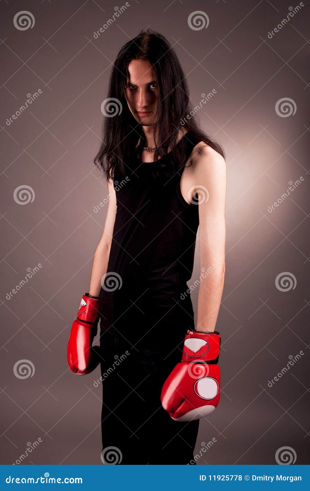 Gothic Handsome Man with Boxing Gloves Stock Photo - Image of brunet ...