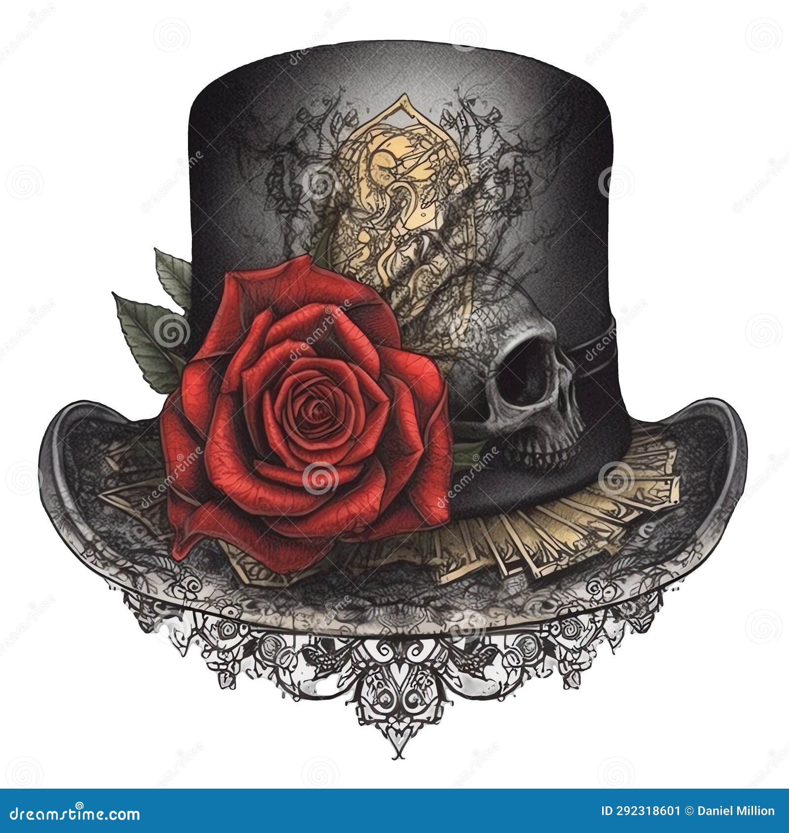 Gothic Hat Watercolor Illustration Stock Illustration - Illustration of ...