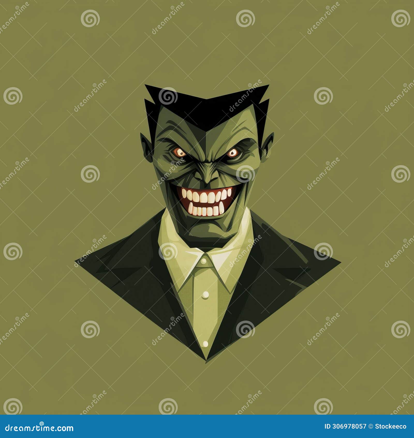 Gothic Illustration: Hulk with a Smiley Face in a Suit and Tie Stock ...