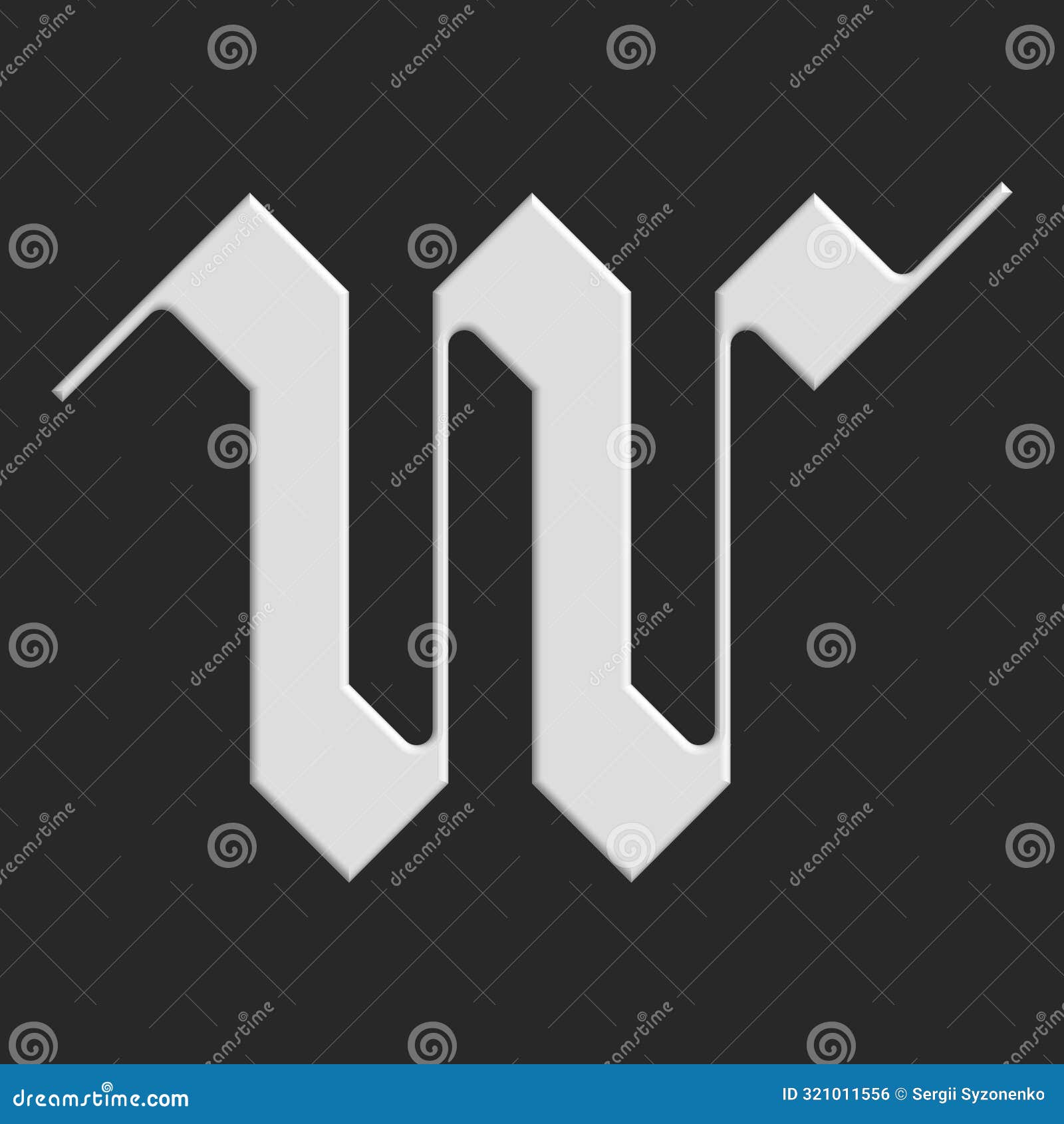 Gothic Monogram Letter W Serif Logo Creative Initial Front 3d Shape ...