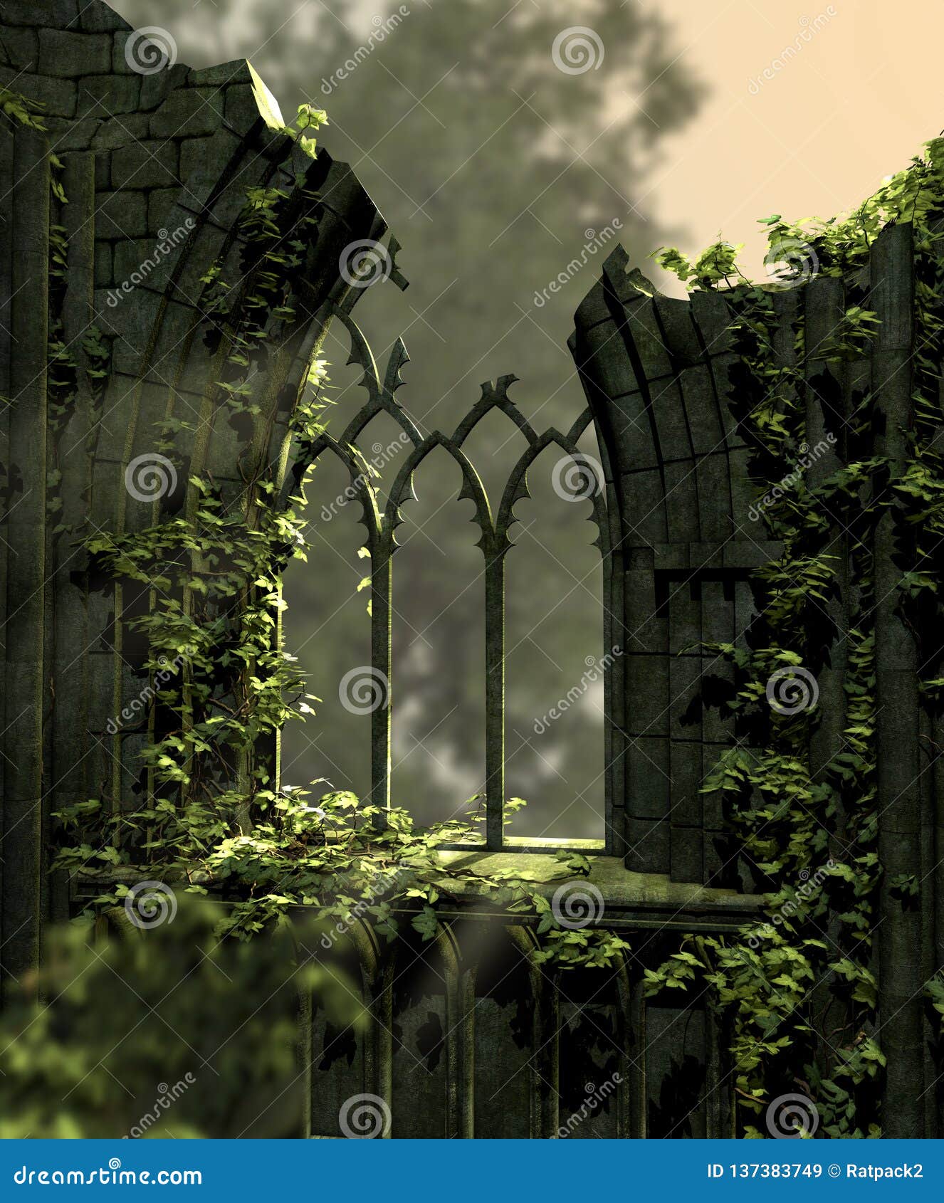 Gothic Old Ruins Covered With Ivy Royalty-Free Stock Photo ...