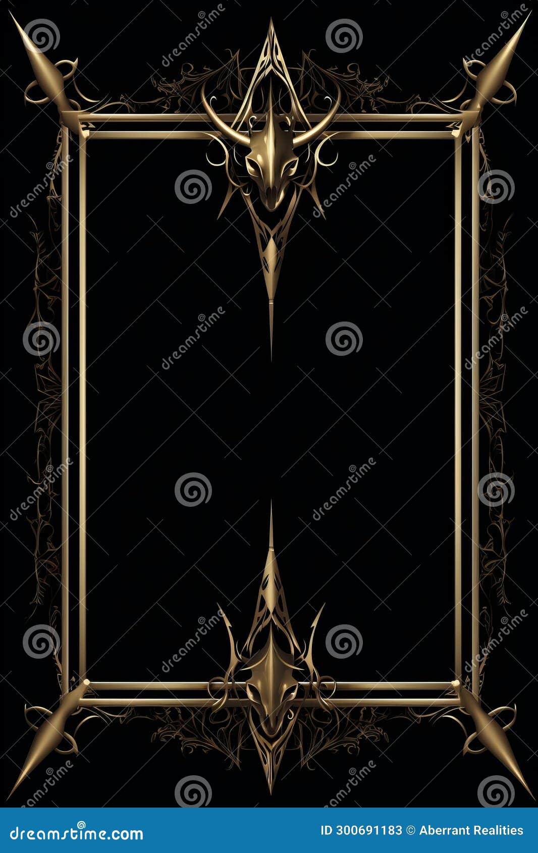 Gothic Ornate Frame on a Black Background Stock Image - Image of frame ...