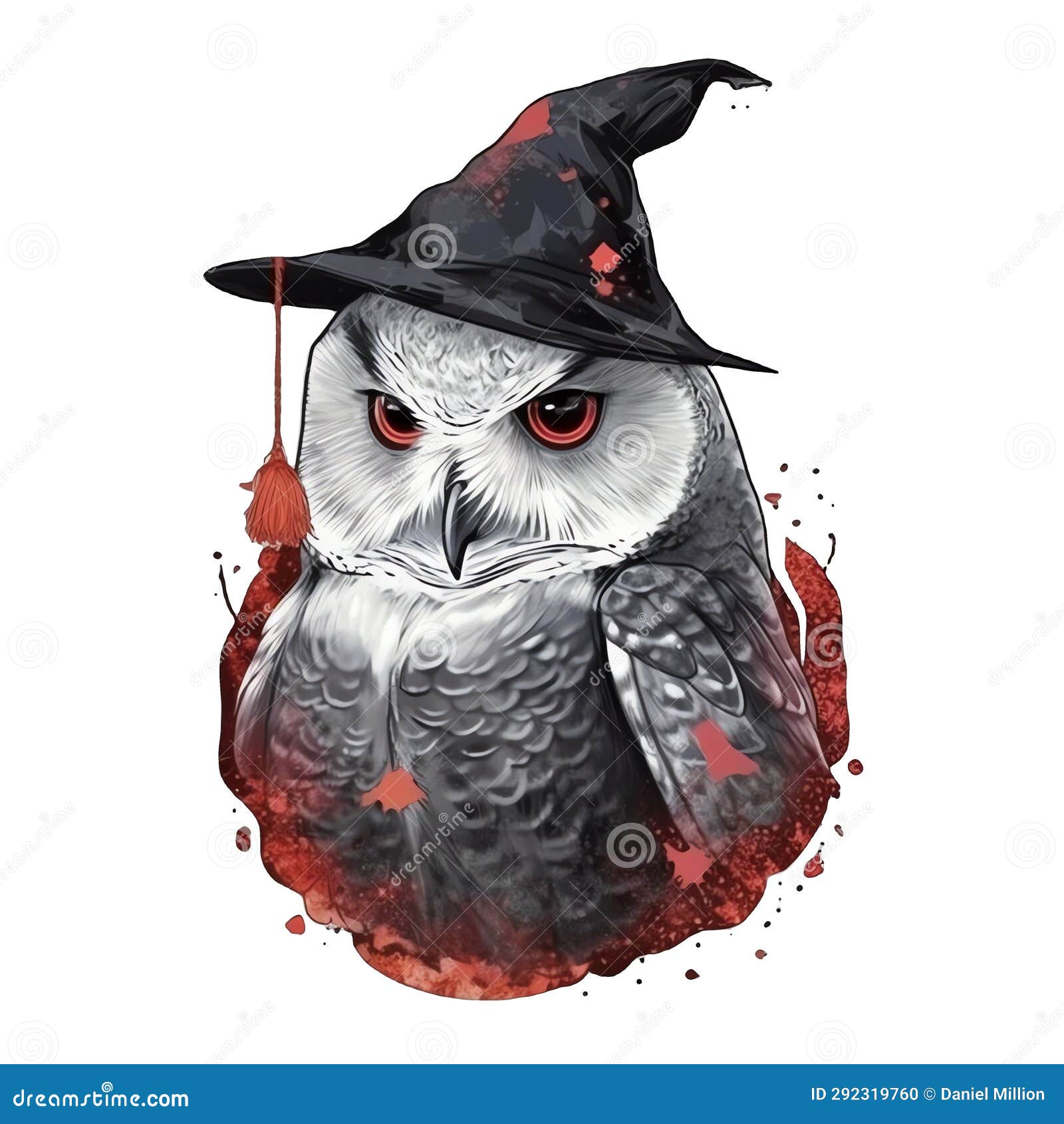Gothic Owl Watercolor Illustration Stock Illustration - Illustration of ...
