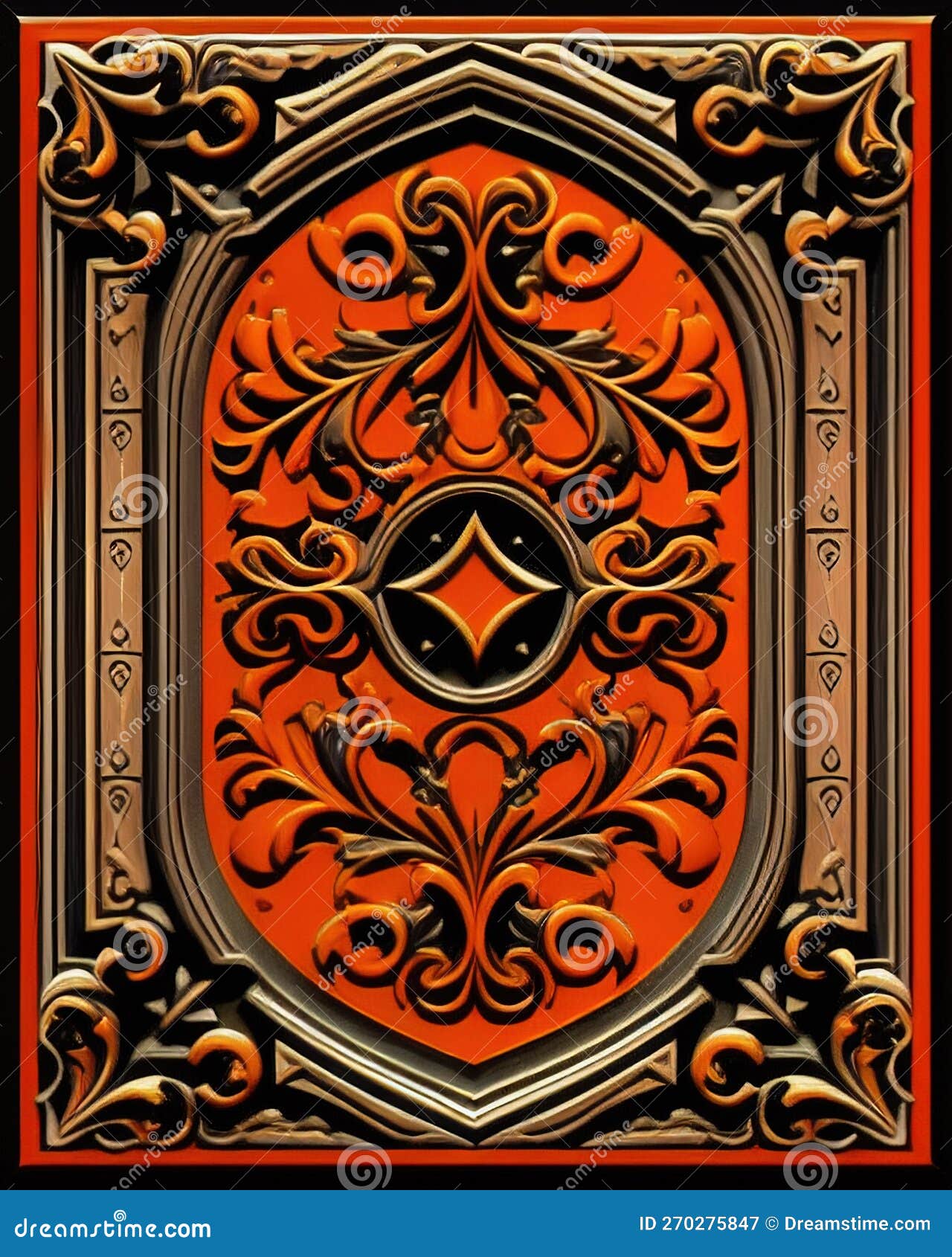 Gothic Plaque with Leaf Design Inside a Frame AI Stock Image - Image of ...