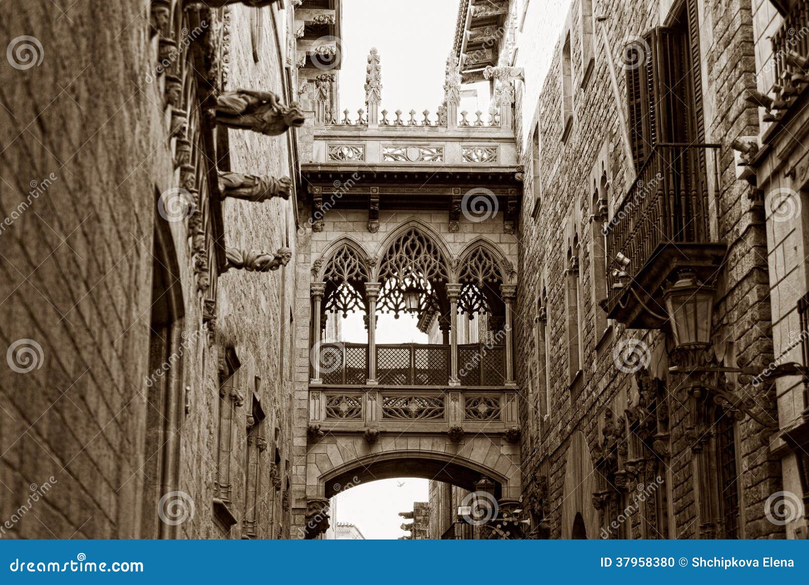 Gothic Quarter in Barcelona Stock Photo - Image of barrio, building ...