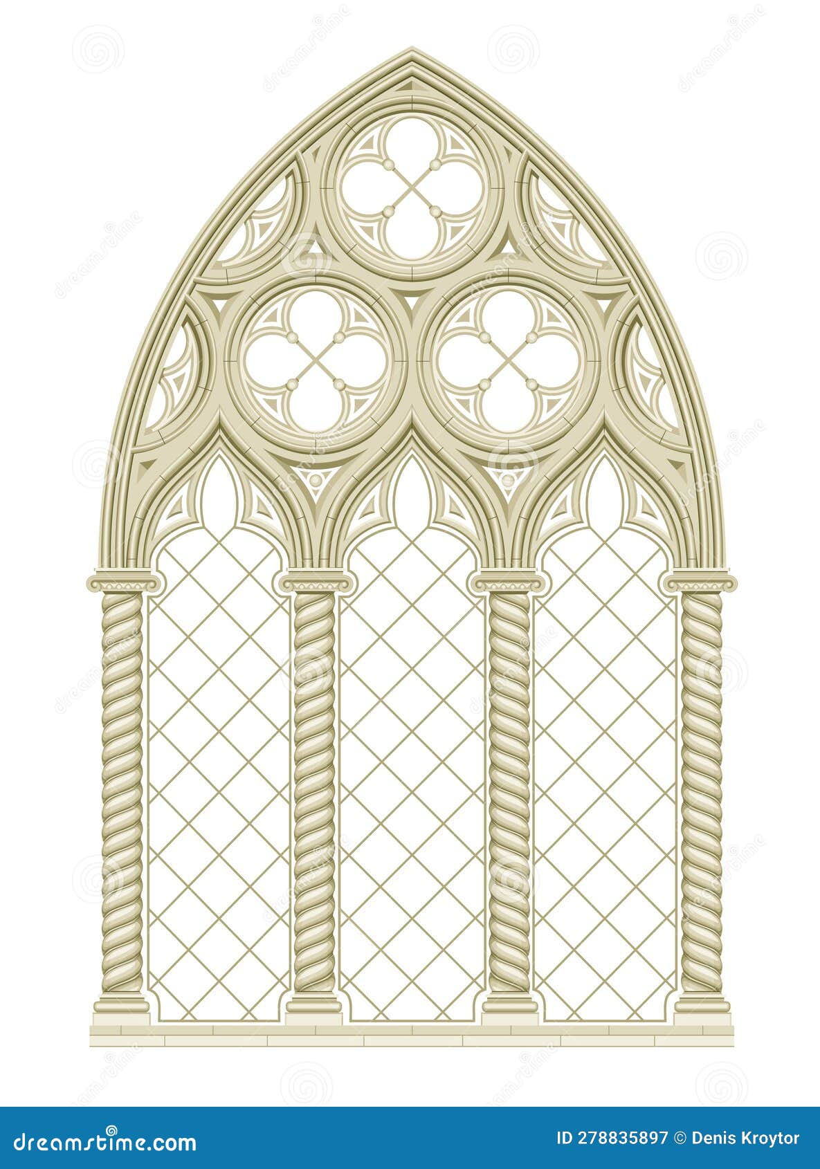 Gothic Realistic Cathedral Window with Stained Glass Stock Illustration ...