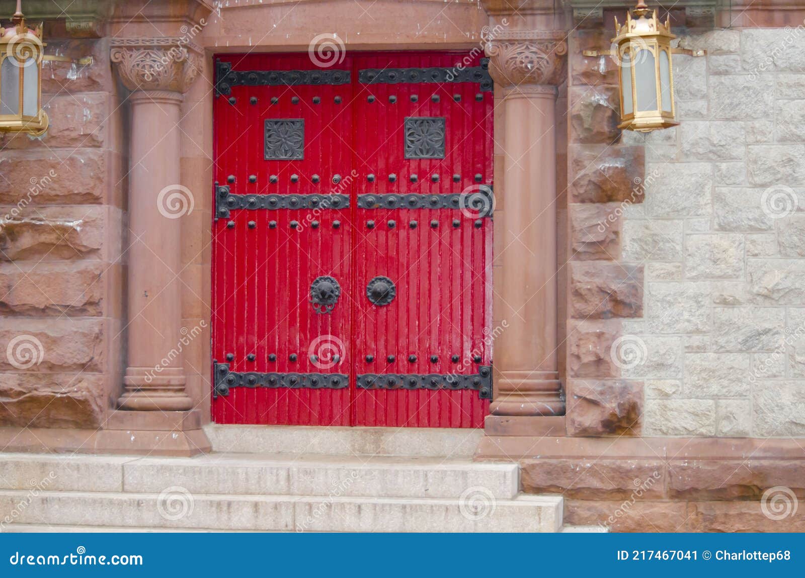 Gothic red door stock image. Image of locked, ancient - 217467041