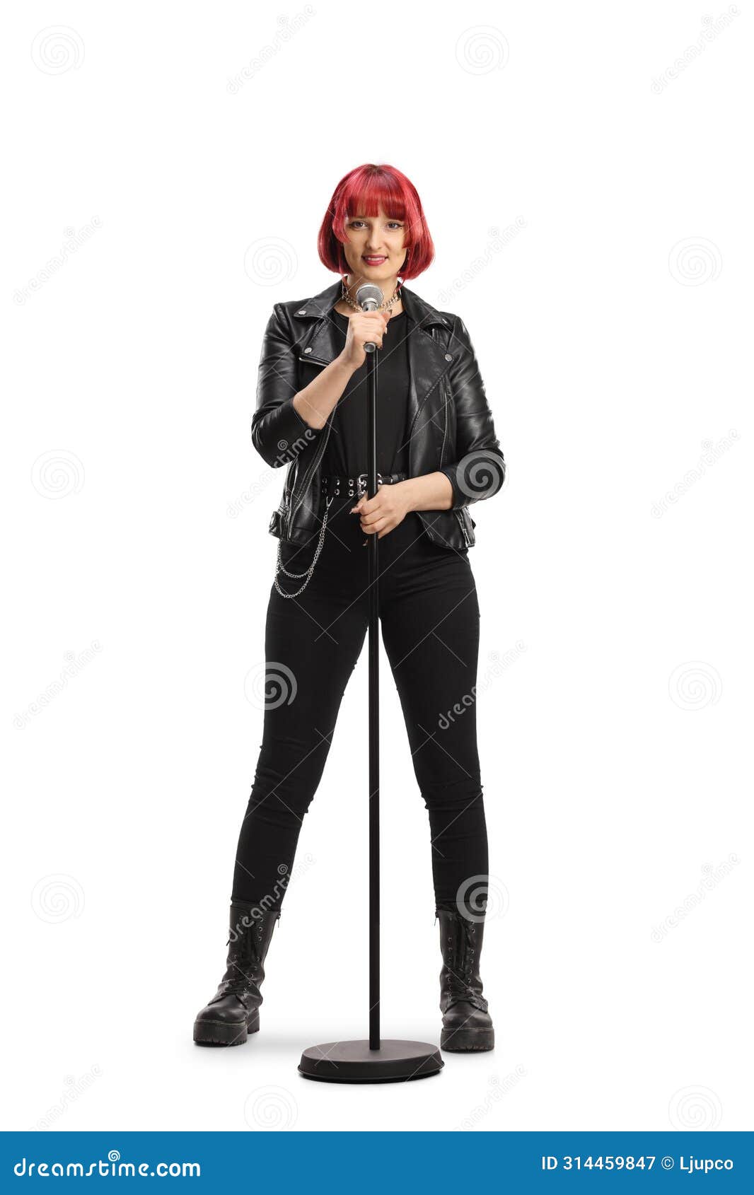 Gothic Rock Style Female Singer with a Microphone Stock Image - Image ...