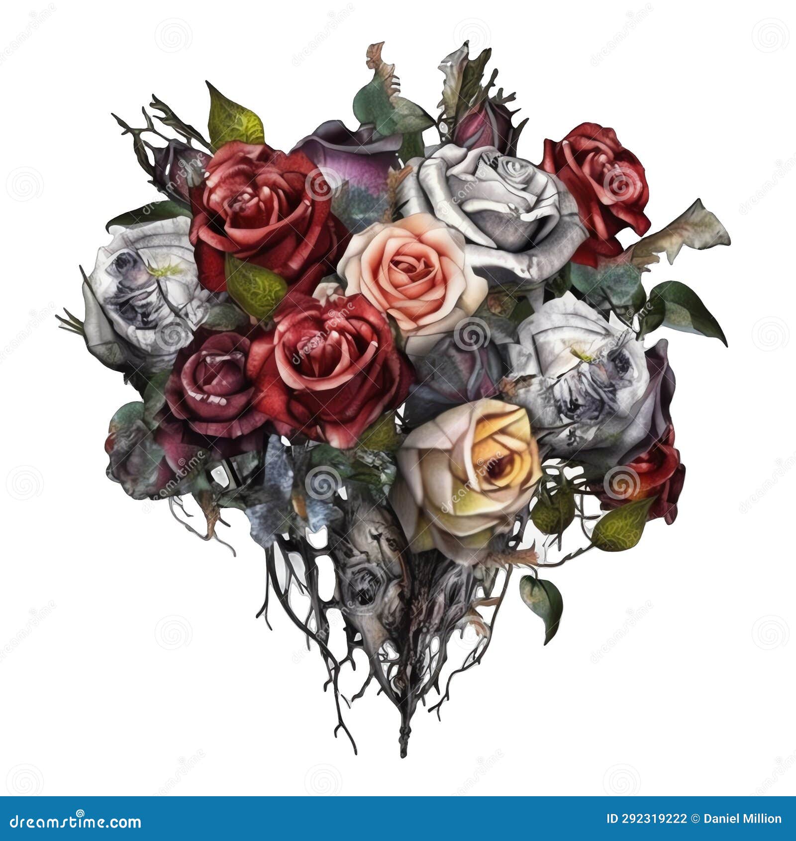 Gothic Roses Watercolor Illustration Stock Illustration - Illustration ...