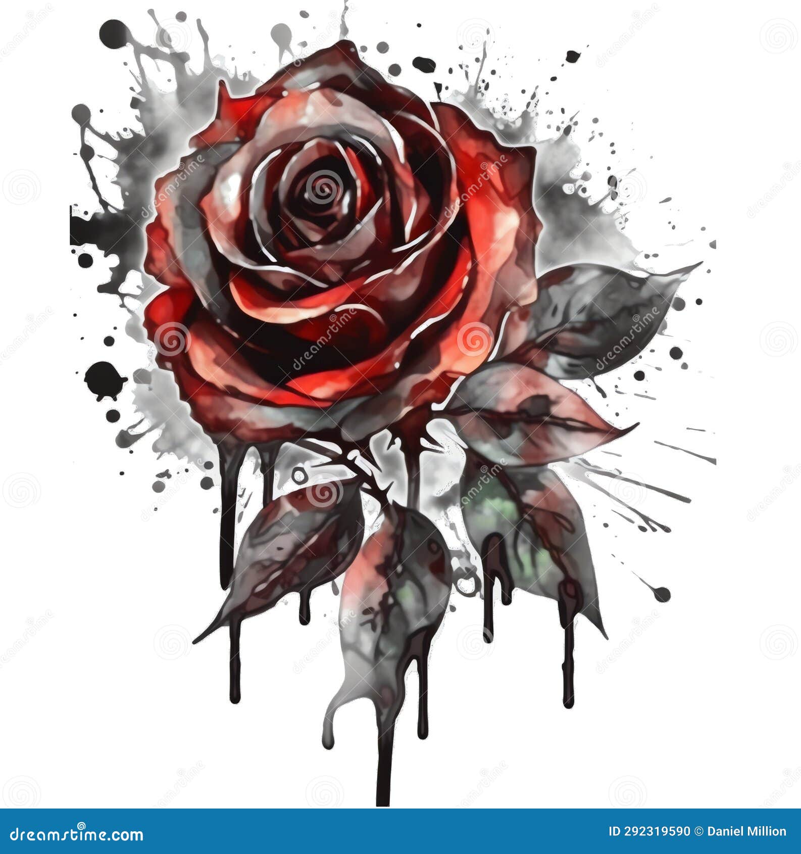 Gothic Roses Watercolor Illustration Stock Illustration - Illustration ...