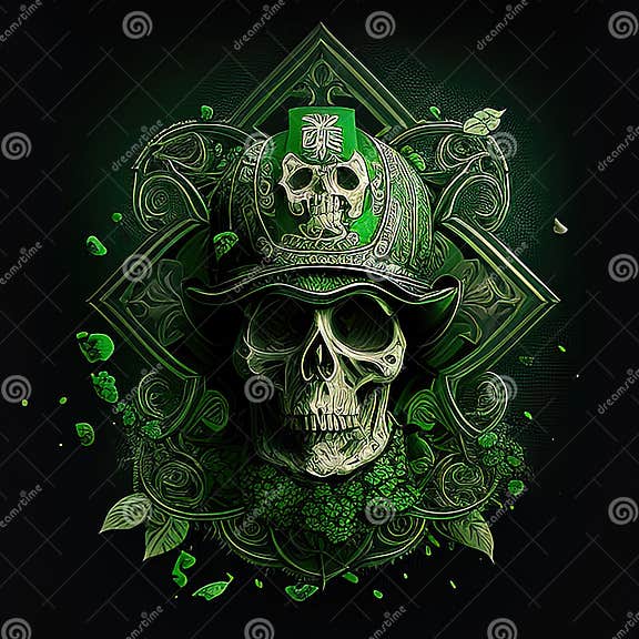 Saint Patrick S Skull . AI Generated Art Stock Illustration ...