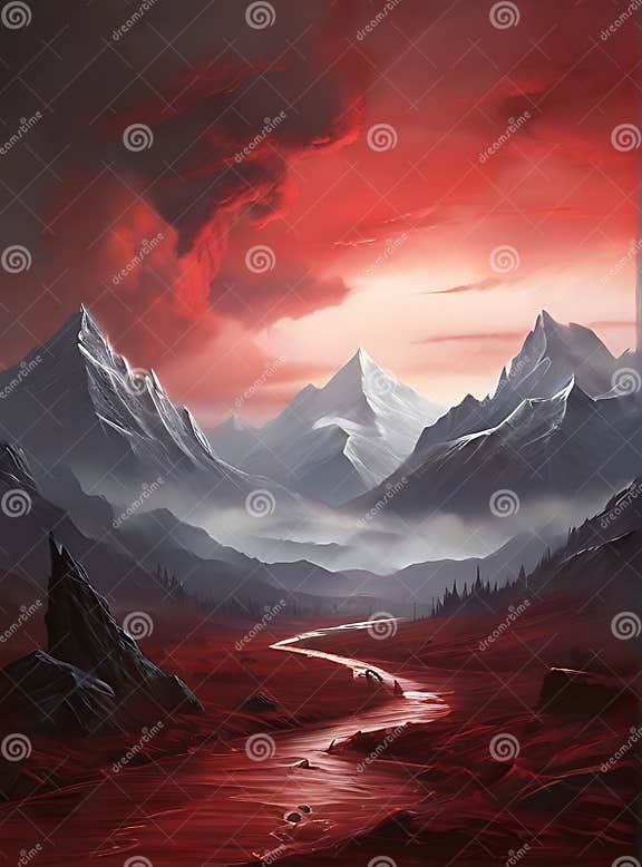 The Gothic Scene of the Mountains - 1 Stock Illustration - Illustration ...