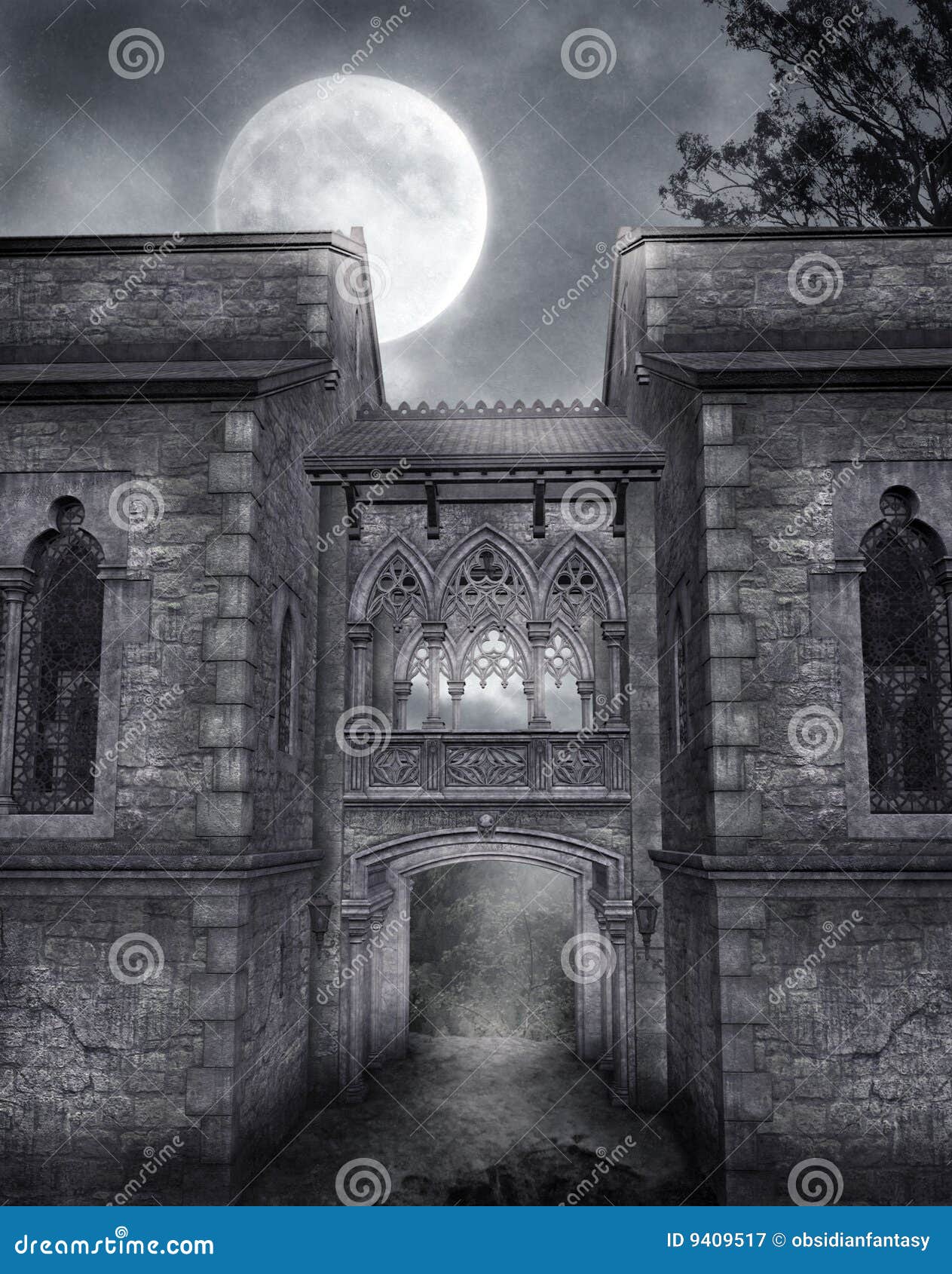 Gothic scenery 75 stock illustration. Illustration of moonlight - 9409517