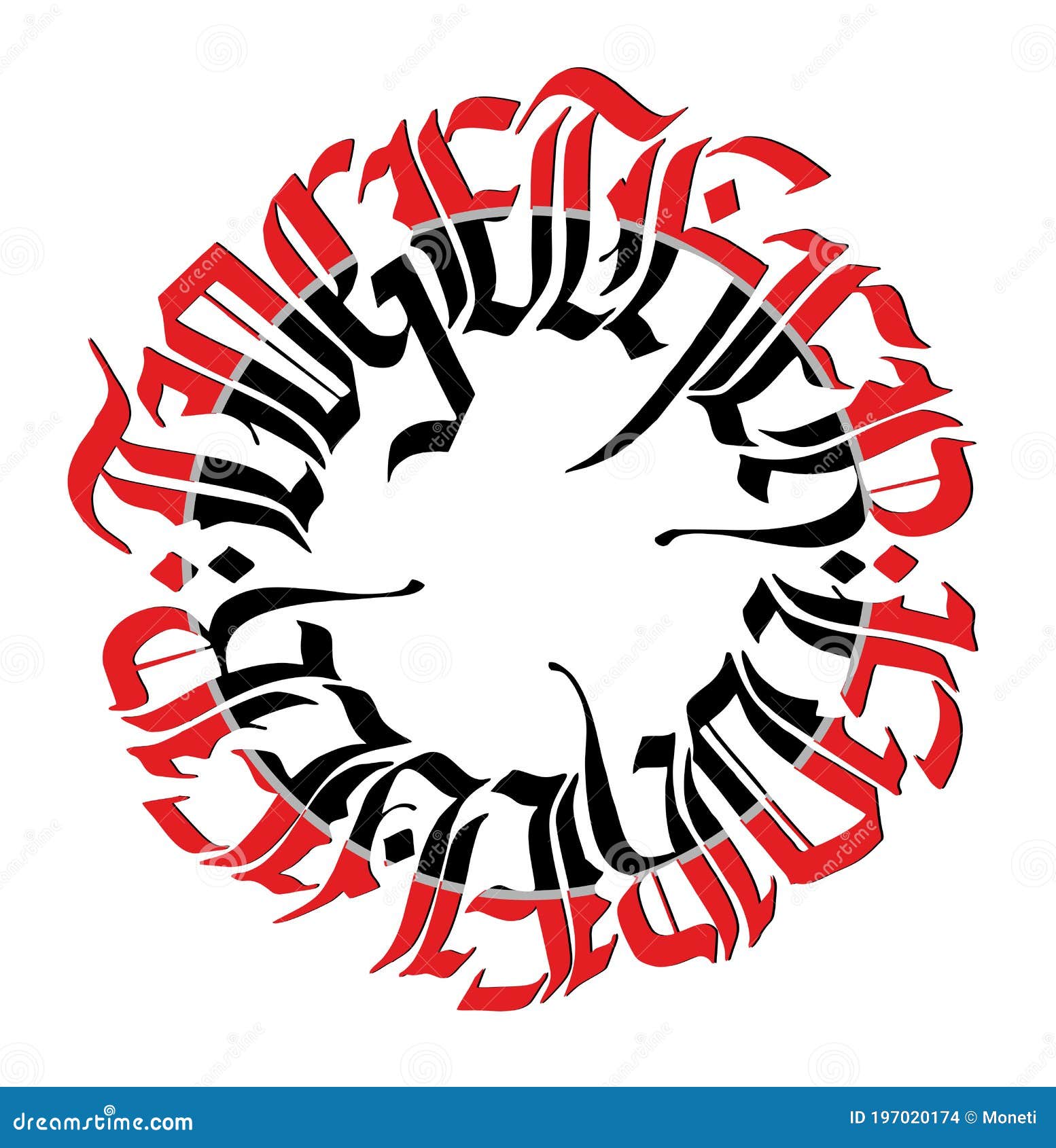 Gothic Seamless Circle. Creative Hand-drawn Gothic Pattern. Font Color ...