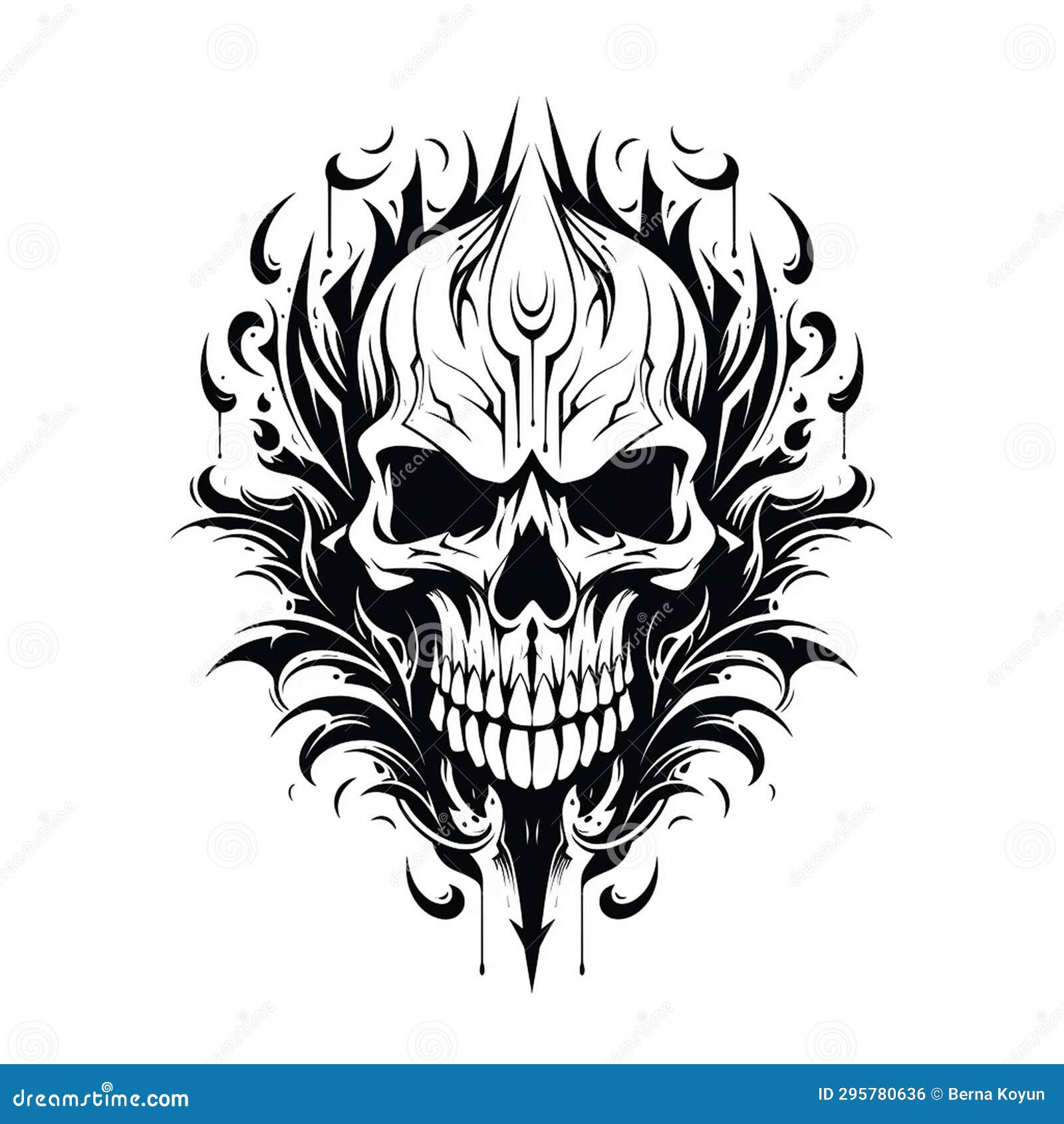 Gothic Skull Sketch stock illustration. Illustration of background ...