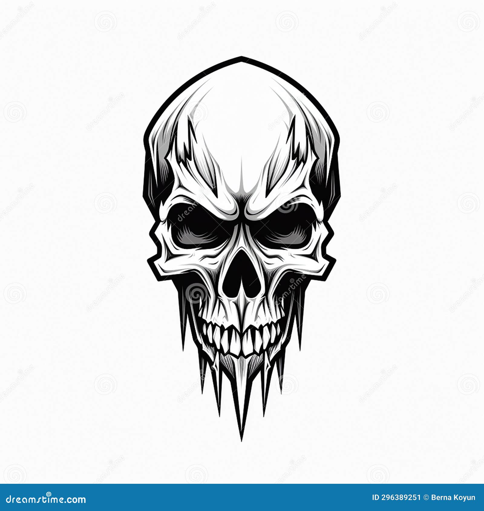 Gothic Skull Sketch stock illustration. Illustration of drawn - 296389251