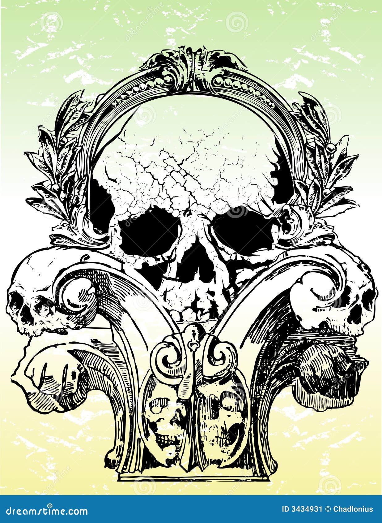 Gothic Skulls Illustrations Stock Vector - Illustration of macabre ...