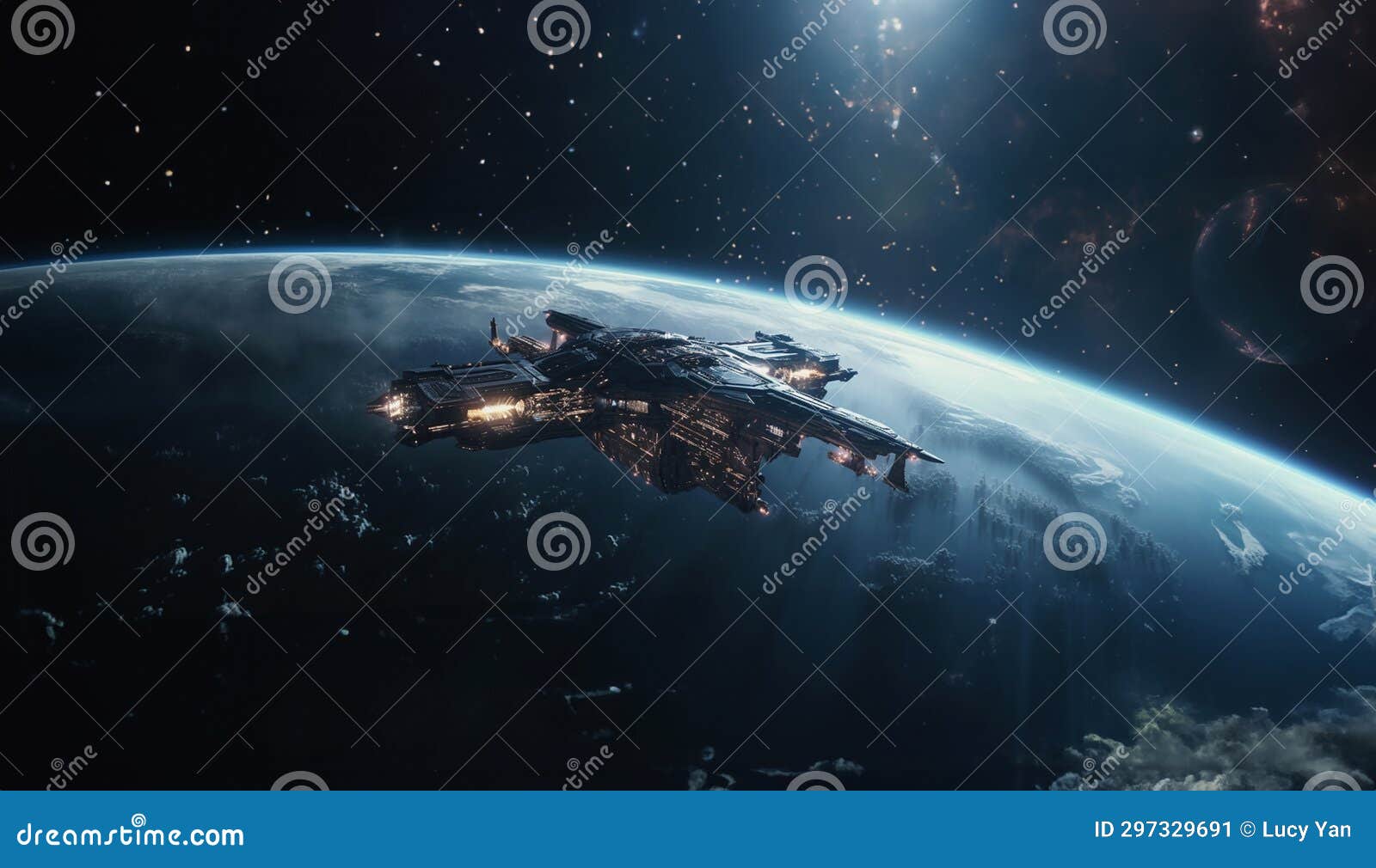 Gothic Spaceship with Dark and Sharp Colors in Space. Stock ...