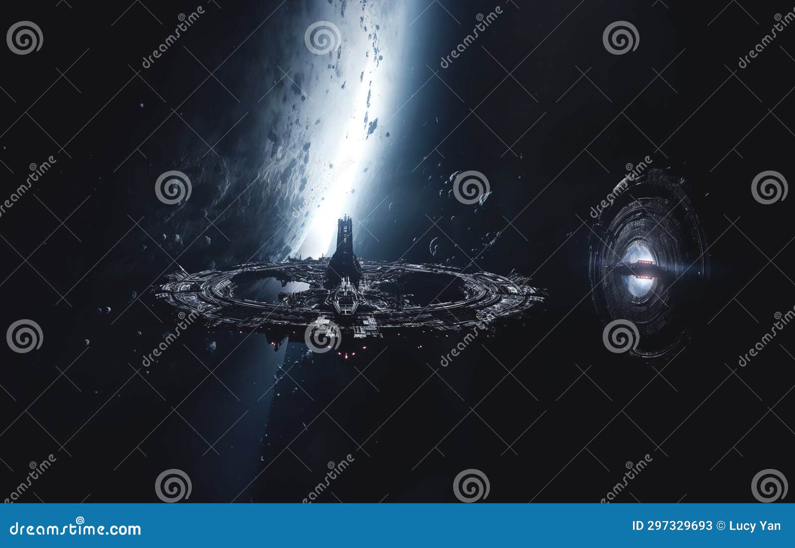 Gothic Spaceship with Dark and Sharp Colors in Space. Stock ...