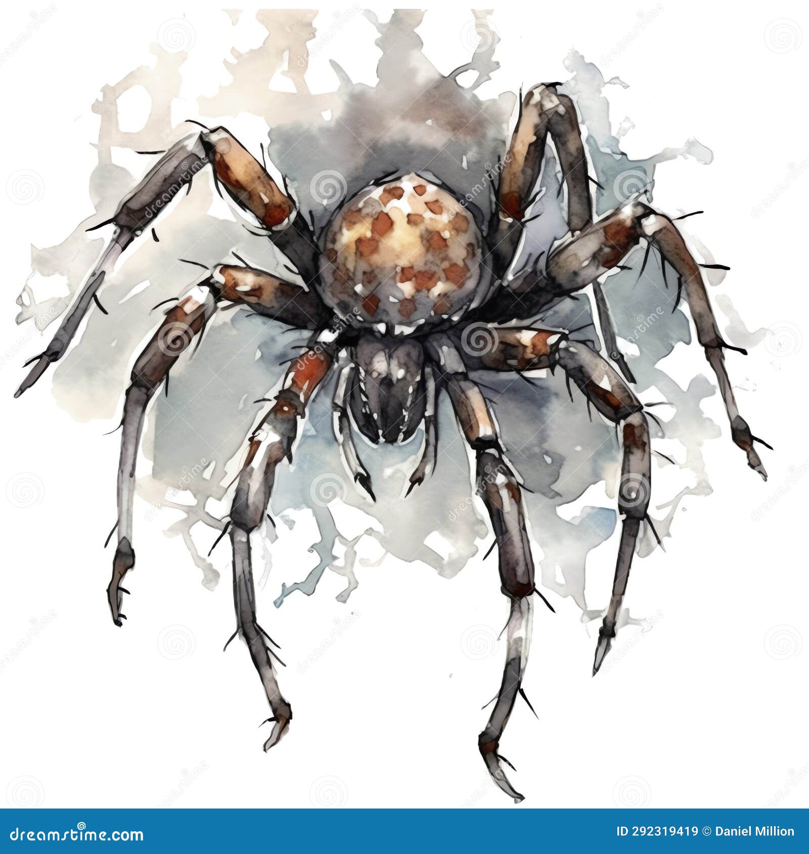 Gothic Spider Watercolor Illustration Stock Illustration - Illustration ...