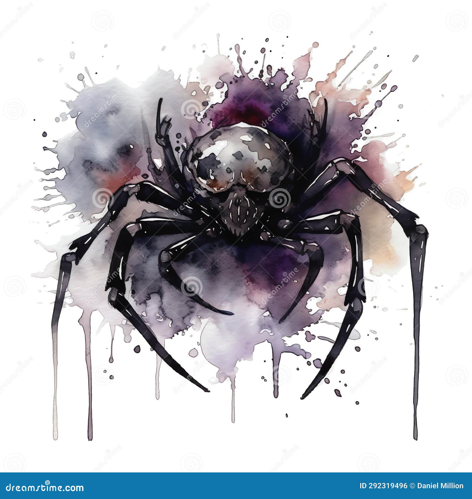 Gothic Spider Watercolor Illustration Stock Photo - Image of card ...