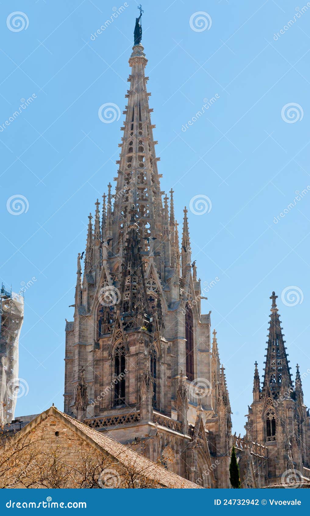 Gothic Spire of Barcelona Cathedral Stock Photo - Image of gothic ...