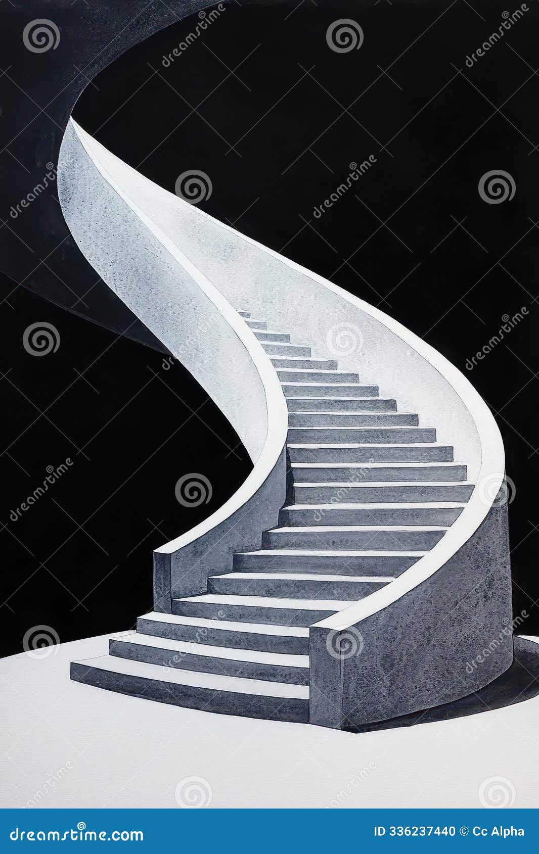 A Staircase Spiraling Into Infinity Each Step Glowing With A Dif Stock ...