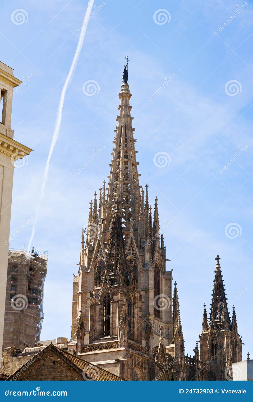 Gothic Steeple of Barcelona Cathedral Stock Image - Image of dome ...