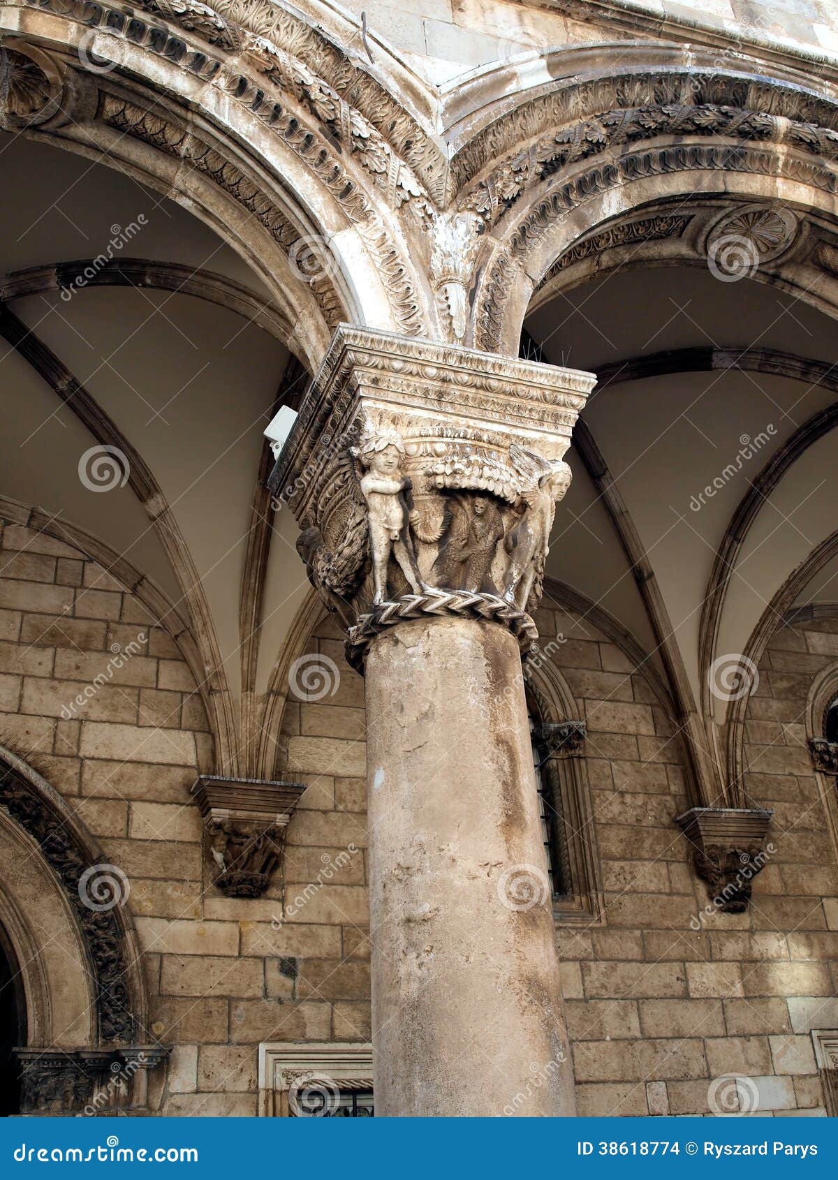 Gothic Stone Pillars in Dubrovnik Stock Photo - Image of decorative ...