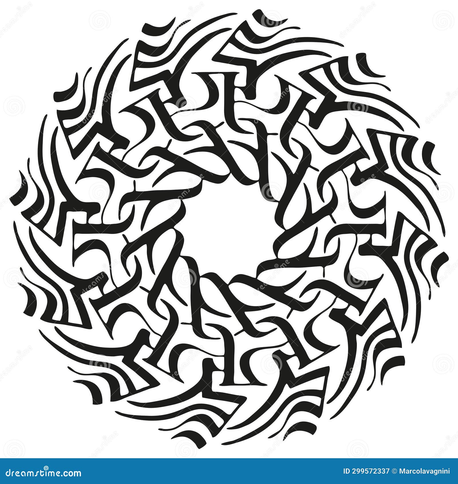 Gothic Style Abstract Art: Bold Circular Mandala in Black and White ...