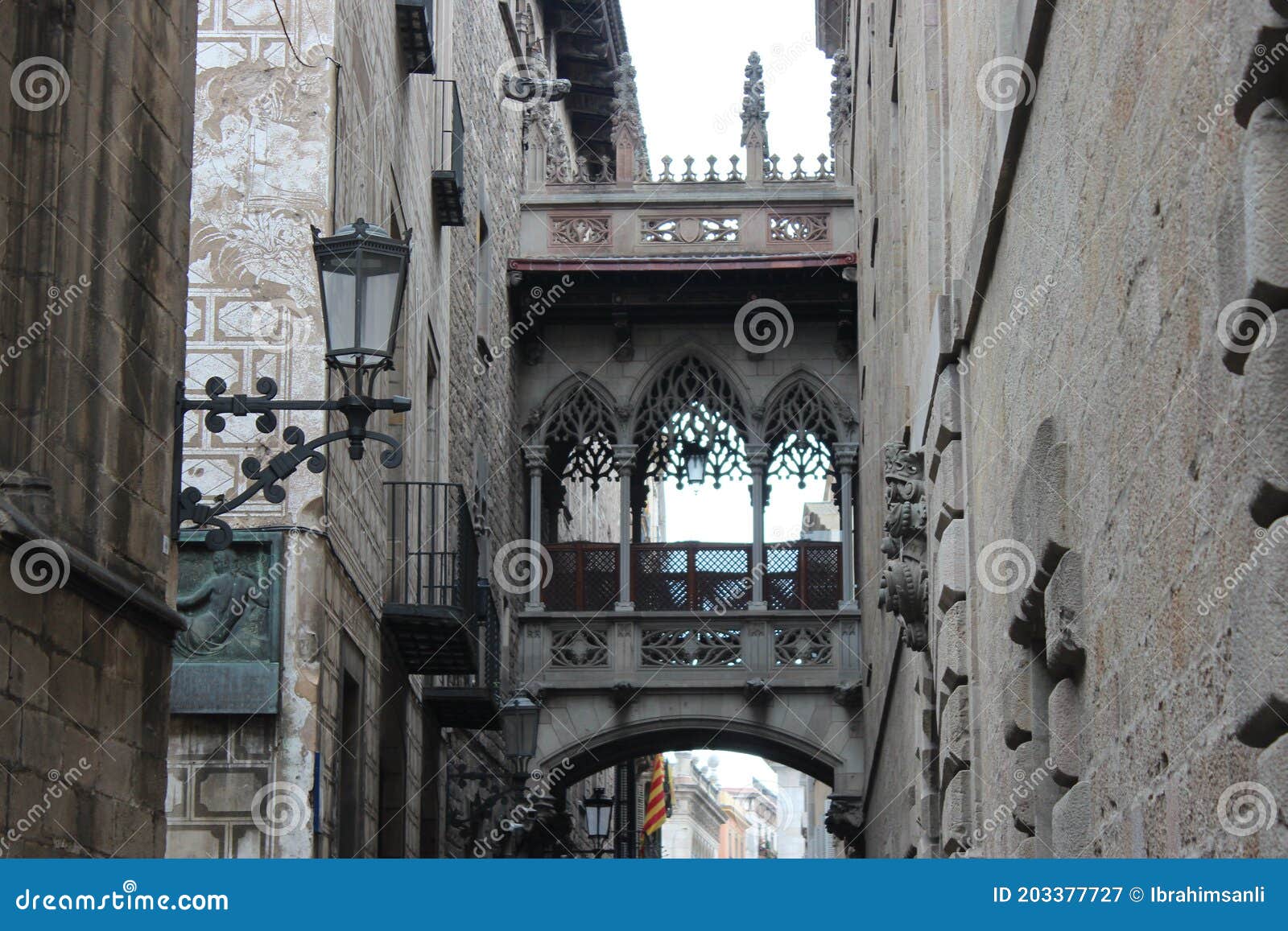 A Gothic Style Balcony in Barcelona Spain Stock Image - Image of ...
