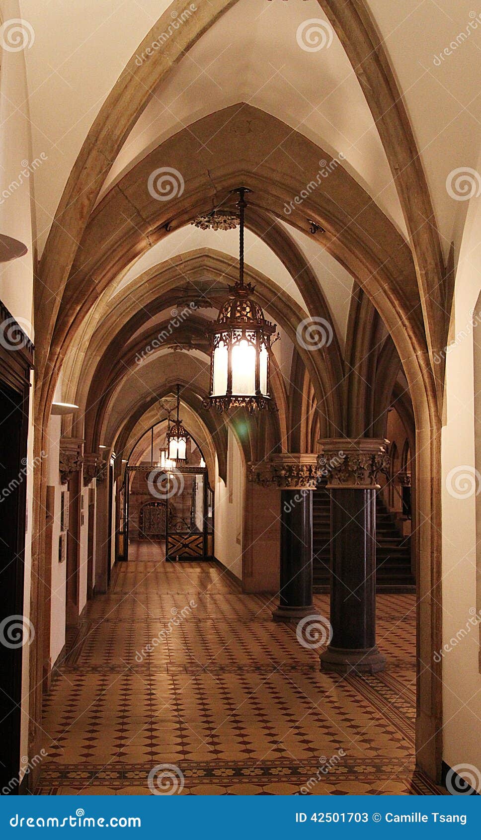 Gothic Style Hallway stock image. Image of curve, metal - 42501703