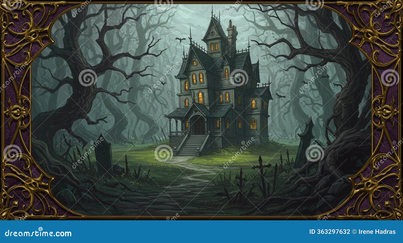 Gothic-style House in a Mysterious Forest Setting. the Building ...