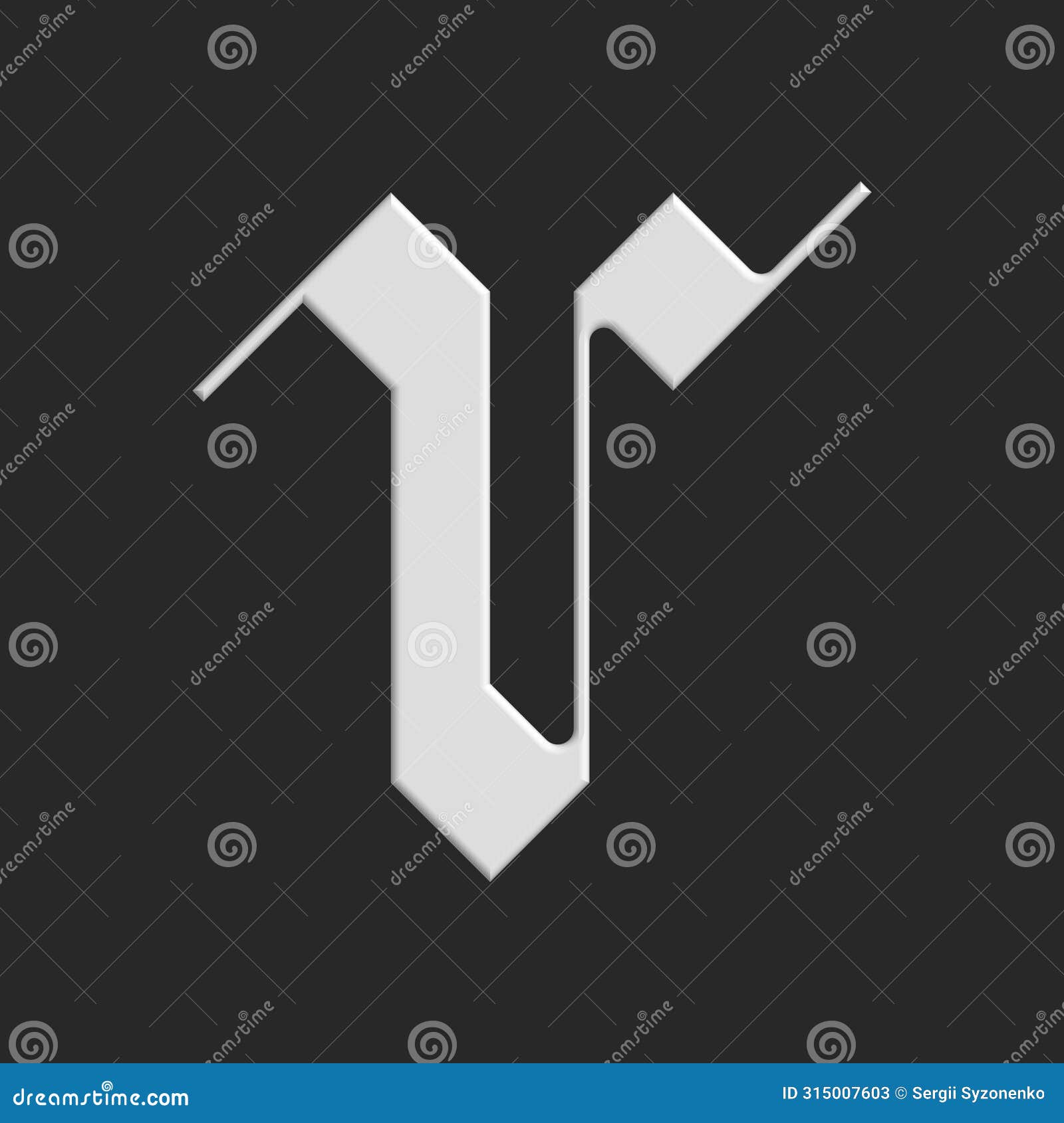 Gothic Style Letter R Serif Logo Creative Initial Isometric Shape, Grey ...