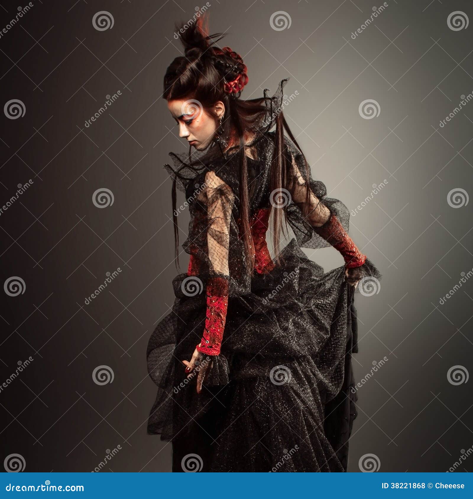 Gothic Style Model Girl Portrait Stock Photo - Image of haircut, collar ...