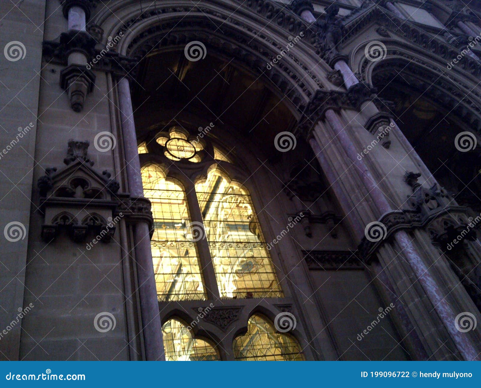 Gothic Style Window with Inside Lighting Stock Photo - Image of ...