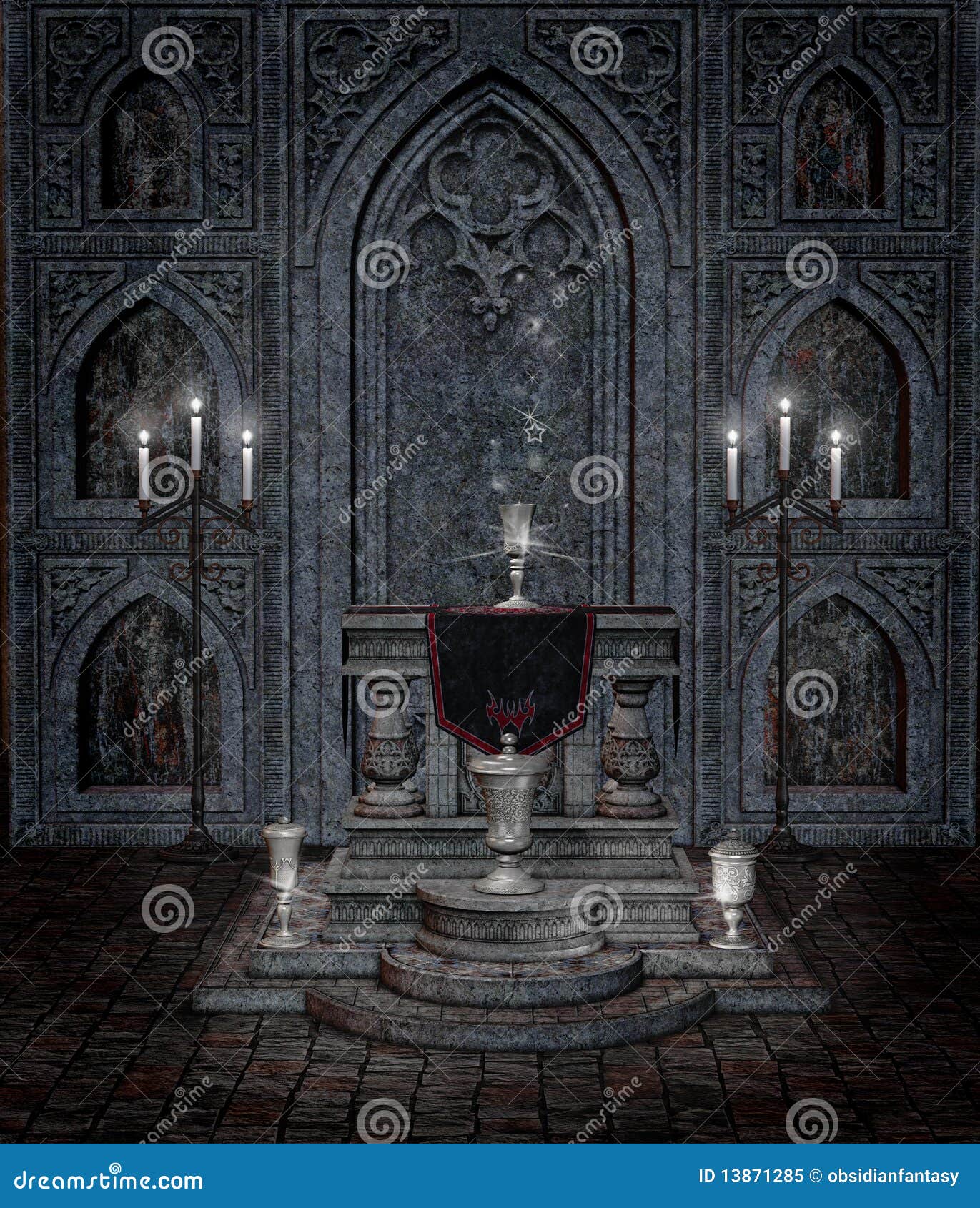 Dark Temple With Glowing Circle Royalty-Free Cartoon | CartoonDealer ...