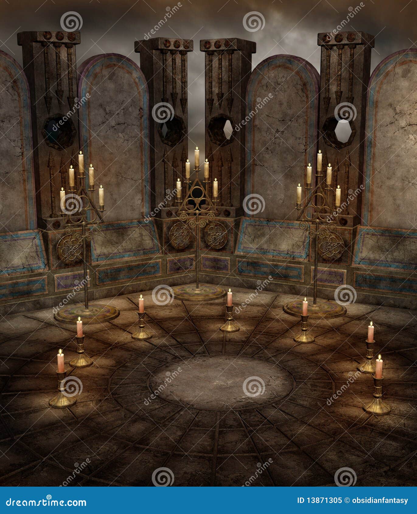 Dark Temple With Glowing Circle Royalty-Free Cartoon | CartoonDealer ...