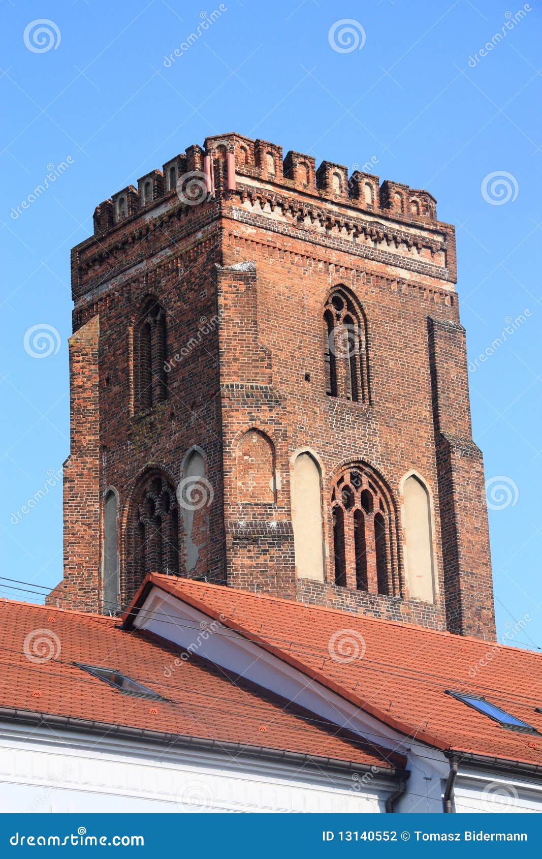 Gothic tower stock photo. Image of brick, gostyn, wielkopolska - 13140552