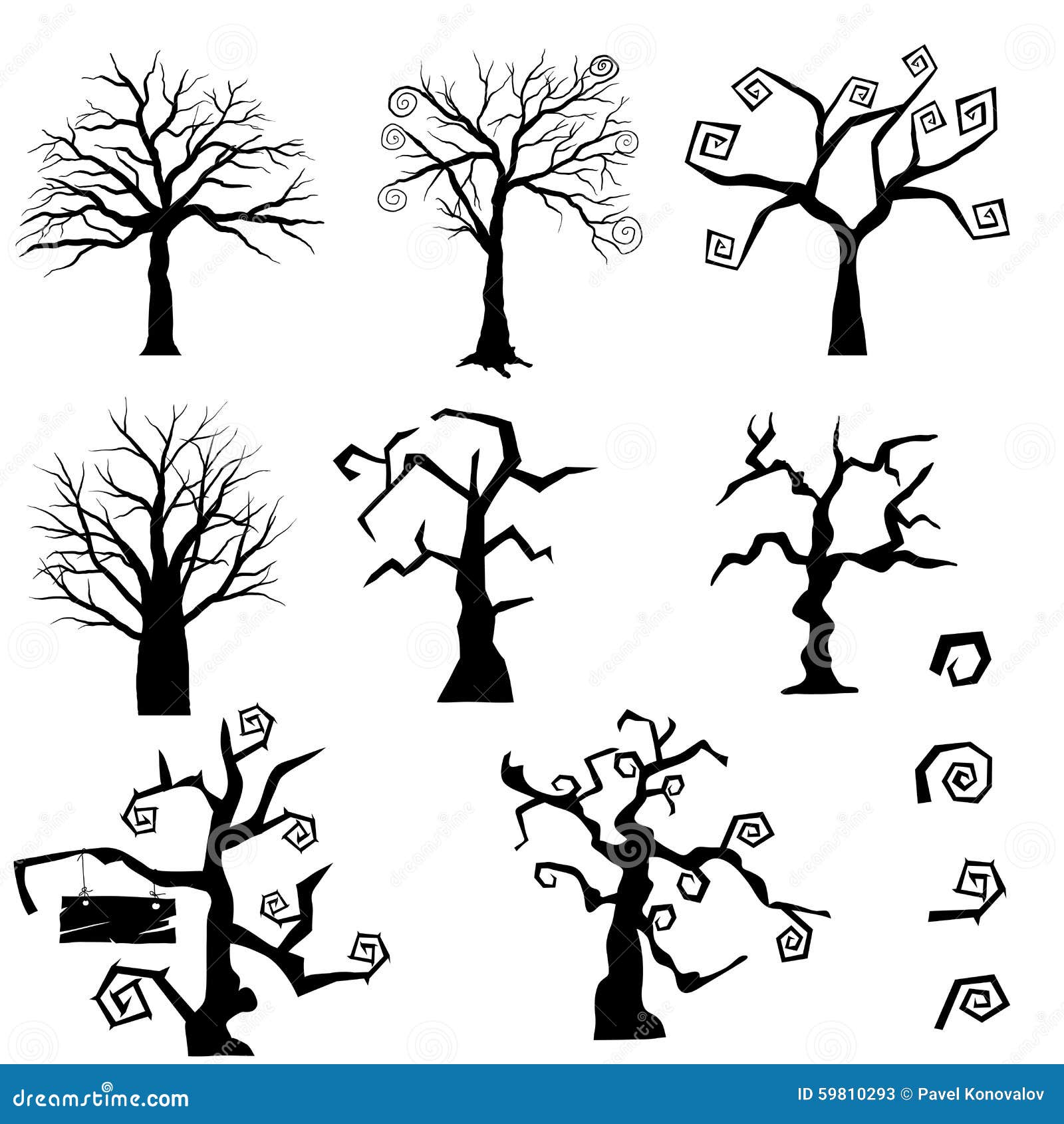 Gothic Trees Set stock vector. Illustration of dead, creepy - 59810293