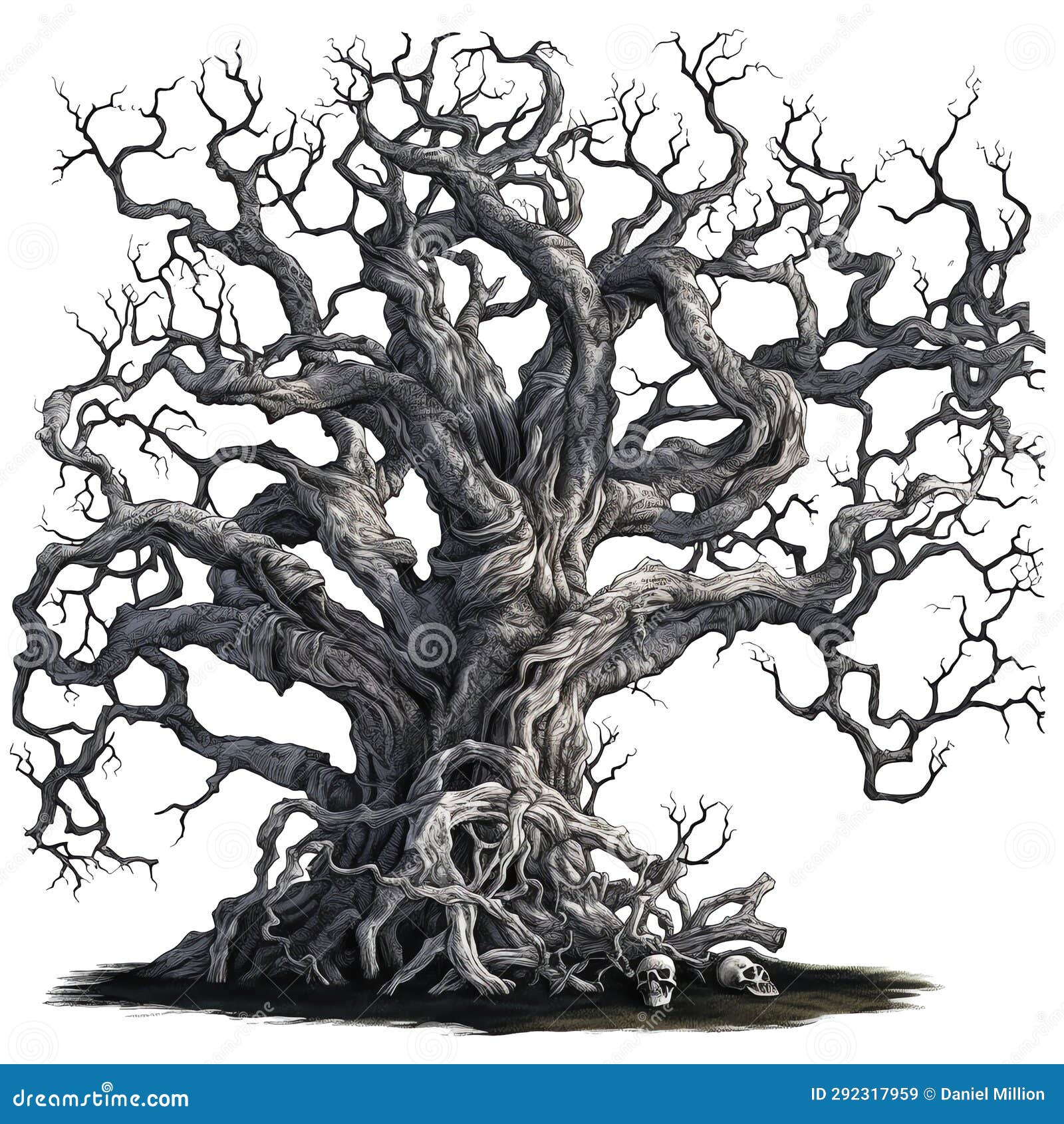 Gothic Trees Watercolor Illustration Stock Illustration - Illustration ...