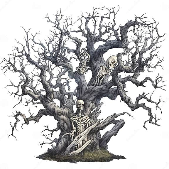 Gothic Trees Watercolor Illustration Stock Illustration - Illustration ...