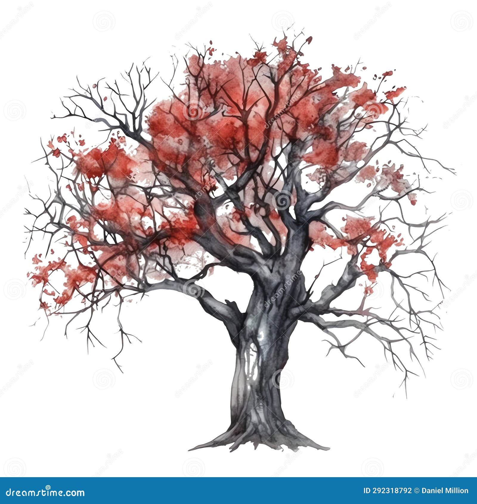 Gothic Trees Watercolor Illustration Stock Illustration - Illustration ...