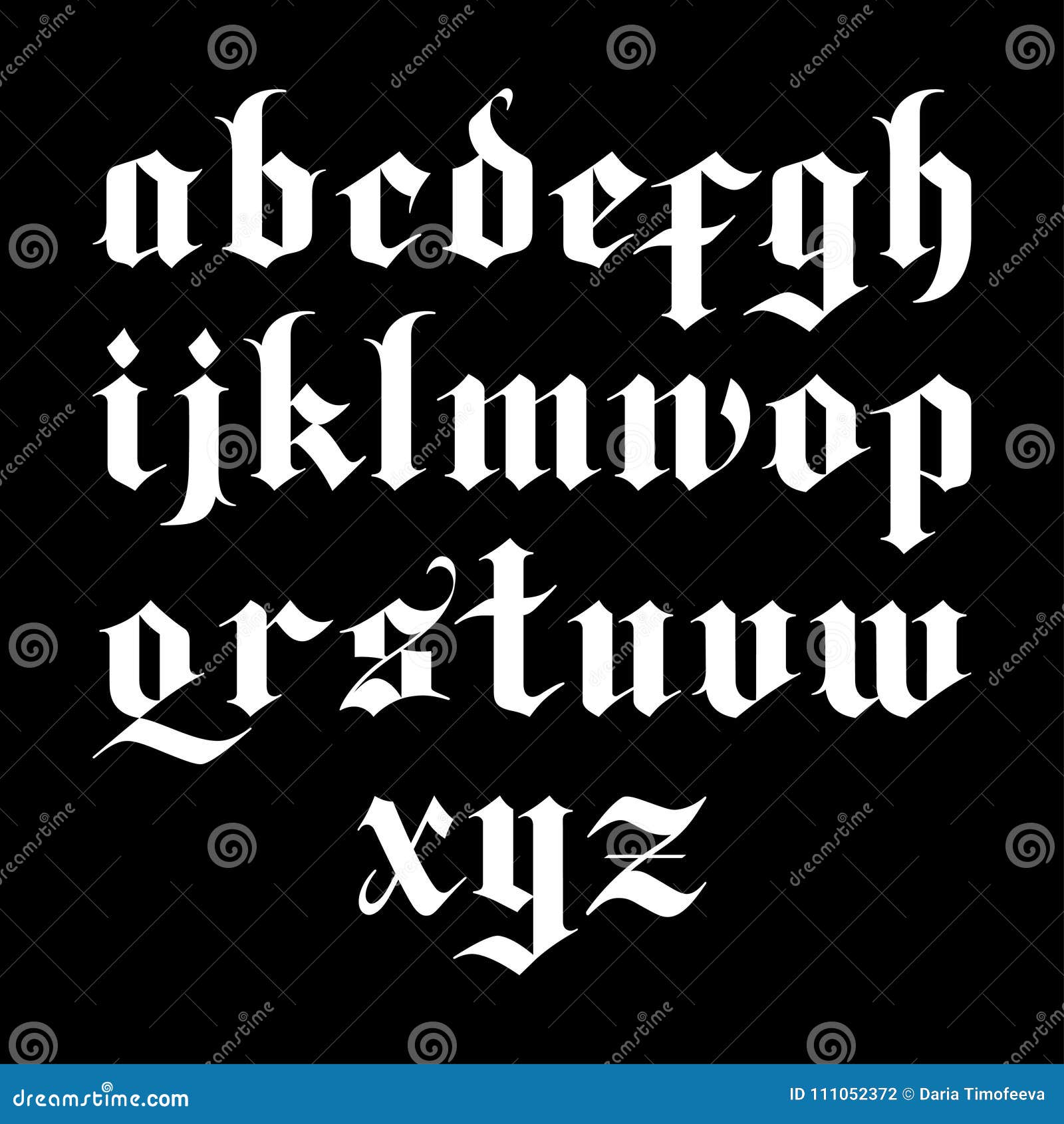 Gothic Font Alphabet With Decorations Royalty Free Vector